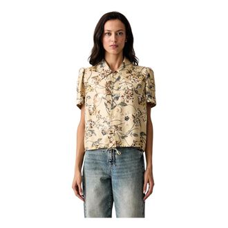 Kenzo Chemise &agrave; cordon de serrage &agrave; imprim&eacute; floral - Femme - Blouses et Chemises - Beige - Taille: 38 FR