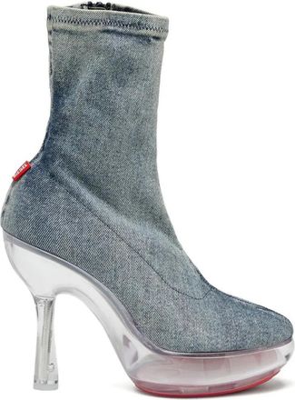 Diesel Stiefel - Ankle Boots In Blue Denim - Gr. 37 (EU) - in Grau - f&uuml;r Damen