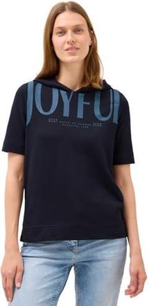 Cecil 3227494 Sweat &agrave; Capuche avec Inscription Wording, Urban Dark Blue, M Femmes