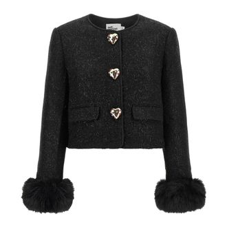 Self Portrait Boucl&eacute;-Jacke - - Jackets - Damen - Schwarzk - M