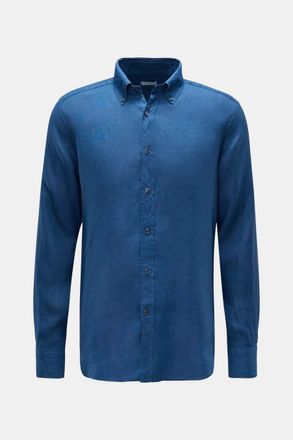 Braun Hamburg Herren - Leinenhemd Button-Down-Kragen dunkelblau
