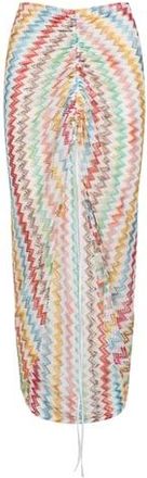 Missoni Jupe de plage longue fronc&eacute;e en maille ray&eacute;e brillante