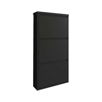 Dmora Schuhschrank Eliseo 50x15x104 cm Schwarz 6 Paare, 3 T&uuml;ren
