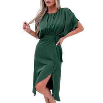 AX PARIS Midikleid f&uuml;r Damen, Gesammelt, Polyester, Fledermaus-&Auml;rmel (Petrol)