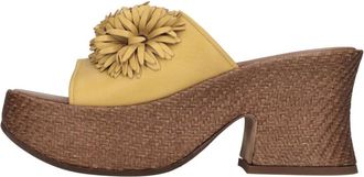 Chie Mihara Femme, Chaussures, Jaune, Taille: 39 1/2 EU Mule en Cuir et Raphia