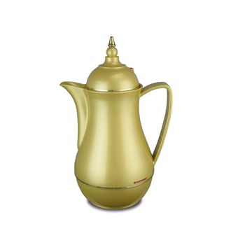 Rotpunkt Isolierkanne 915 SEMA 0,5 l | Zweifunktions-Drehverschluss | BPA-frei - gesundes Trinken | Made in Germany | Warm + Kalthaltung | Glaseinsatz | Golden