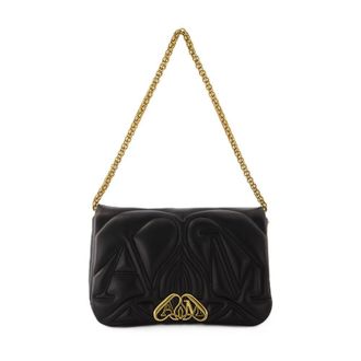 Alexander McQueen Womens Quilted Leather Crossbody Bag Black