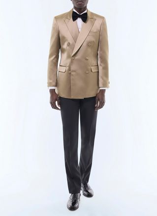 Fursac Veste de smoking crois&eacute;e satin&eacute;e - Taille 44 - Homme