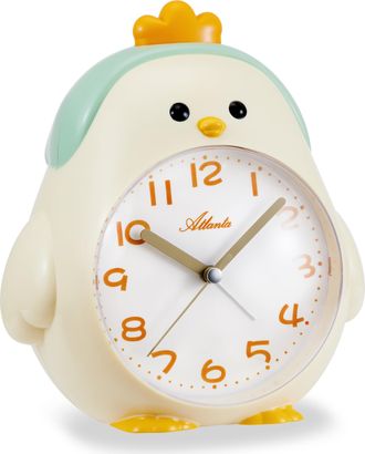 Atlanta Mocassin Kinderwecker Huhn mit Kikeriki und Melodie Alarm Schleichende Sekunde Licht Obenabsteller - 2164/0 (Beige)