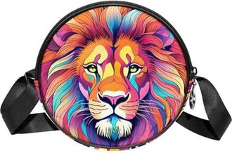Generic Sac &agrave; bandouli&egrave;re rond pour femme, petit sac &agrave; bandouli&egrave;re avec fermeture &eacute;clair, bretelles r&eacute;glables, sac &agrave; main rond d&eacute;contract&eacute; pour femmes et fill