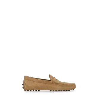 Tod's Homme, Chaussures, Beige, Taille: 42 EU Mocassins en Cuir Beige Bout Carr&eacute; Chaussures