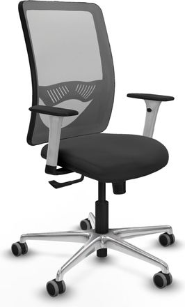 Piqueras y Crespo Ergonomischer Stuhl Zulema mit schwarzen und wei&szlig;en Armlehnen, h&ouml;henverstellbare Lendenwirbelst&uuml;tze, mit 3 Positionen, Grau/Dunkelgrau