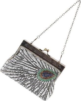 BESPORTBLE Pochette de Soir&eacute;e pour Femme D&eacute;cor&eacute;e de Perles et Sequins Sac &agrave; Main de Bal avec Motif Paon Bandouli&egrave;re R&eacute;tro pour Mariage et &Eacute;v&eacute;nements