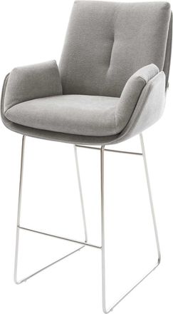 DELIFE Barstuhl Clea-Flex Kufengestell Edelstahl Strukturstoff Soft Grau