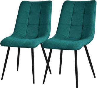 ML Design Esszimmerst&uuml;hle 2er Set Petrol, Wohnzimmerst&uuml;hle mit Stoffbezug & schwarzen Metallbeinen, K&uuml;chenst&uuml;hle mit R&uuml;ckenlehne, Polsterst&uuml;hle f&uuml;r Esszimmer