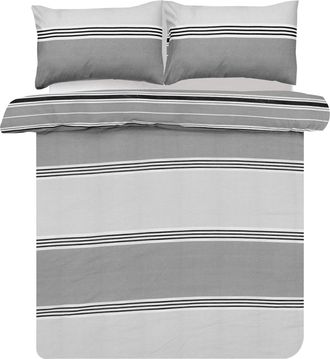 Sleepdown Banded Stripe Grey Double, Baumwolle, Grau, Doppelbett