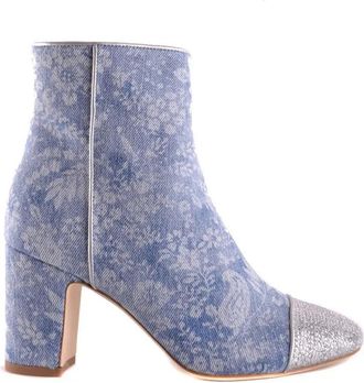 Polly Plume Stiefel - Textured Blue Ankle Boots With Block Heel - Gr. 37 (EU) - in Grau - für Damen