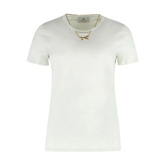 Elisabetta Franchi Jersey T-Shirt mit Schleifenkette - - Tops - Damen - Gr&uuml;n - XS