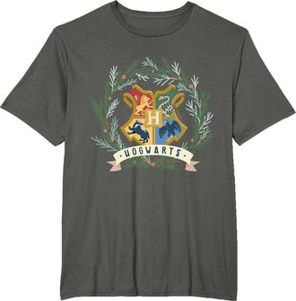 Harry Potter Weihnachten Harry Potter Hogwarts Christmas Wreath T-Shirt