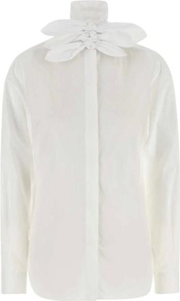Moschino Femme, Blouses et Chemises, Blanc, Taille: 38 FR Chemise en coton &agrave; d&eacute;coratif