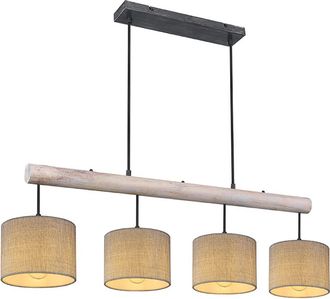 Globo Lighting Decken H&auml;nge Lampe Leuchte Holz-Grau Textil Beleuchtung Wohn Schlaf Ess Zimmer, Norme