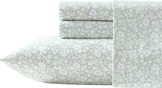 Laura Ashley Bettlaken, Baumwoll-Perkal-Bettwäsche-Set, leicht und atmungsaktiv, für Zimmer (Heirloom Ditzy Green, Twin)