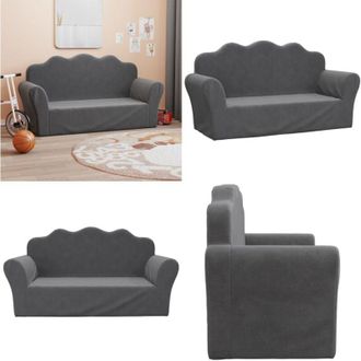vidaXL Vidaxl - Canapé pour enfants 2 places anthracite peluche douce - Canape Enfant - Canapé Bébé - Mobilier Enfant - Meubles Pour Chambre Denfant
