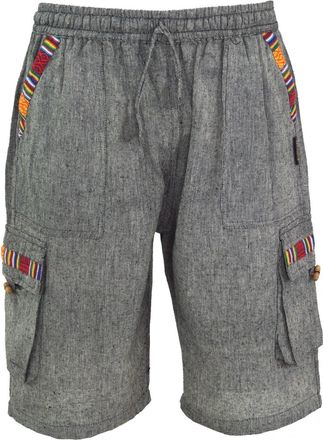 Guru Shop Ethno Yogashorts im Goastyle - Steingrau, Herren, Baumwolle, Size:XL