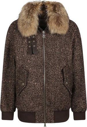 Ermanno Scervino Femme, Vestes, Brun, Taille: 34 FR Mf938 Bomber Jacket