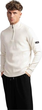 Quotrell Homme, Pulls, Blanc, Taille: M Pull Tricot&eacute; Demi-Zip DAzur