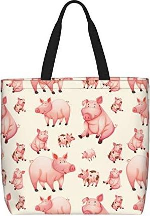 Generic Sac Fourre-Tout Motif Animal Rose Femmes Sac &Agrave; Bandouli&egrave;re Lavables R&eacute;utilisable Sacs En Toile &Eacute;paule, Pour Tous Les Jours, Shopping, Filles, Burea