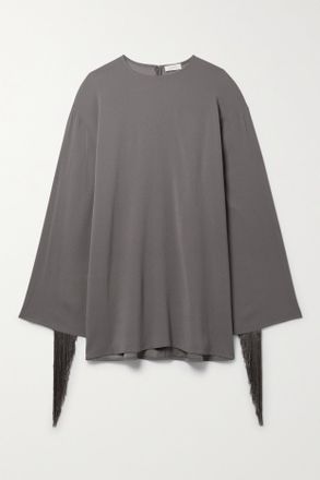 Sally Lapointe Minikleid Aus Cr&ecirc;pe Mit Fransen - Grau