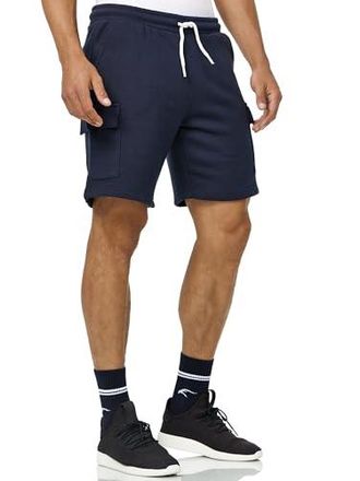 Indicode Hommes Dannie Cargo SweatShorts | Pantalon Court Cargo en Sweat avec Cordon de Serrage Navy XL