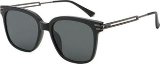 Generic Lunettes De Soleil Tendance &Agrave; Monture M&eacute;tallique Large For Hommes, Femmes, Conduite, Photographie De Rue, Vacances(Black)