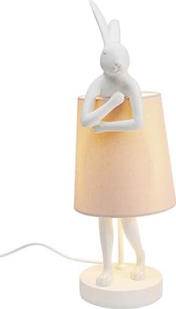 Kare Design Design Tischlampe Animal Rabbit Rosa/Weiß, Hasenleuchte, Tischleuchte, Nachttischlampe, Tiermotiv, Schreibtischlampe Kinder, Kippschalter am Kabel, Le