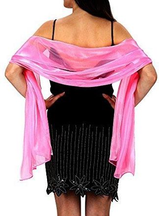 World of Shawls Monde de Châles soyeux irisé Wrap Stole châle pour mariage mariée en soirée Prom & les fêtes - Rose Bonbon, 70 x 180 Cms