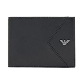 Emporio Armani Homme, Accessoires, Noir, Taille: ONE Size Portefeuille Bifold en Cuir Nappa avec D&eacute;tails G&eacute;om&eacute;triques