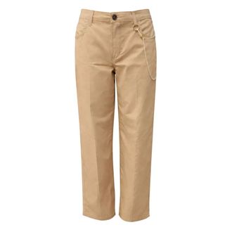 Souvenir Femme, Pantalons, Beige, Taille: 42 FR Pantalon Capri en Coton avec Pendentif