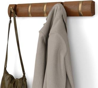 Umbra Flip 5 Garderobenhaken - Moderne, Schlichte und Platzsparende Garderobenleiste mit 5 Beweglichen Haken f&uuml;r Jacken, M&auml;ntel, Schals, Handtaschen und Meh