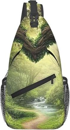 Generic Sac &agrave; dos &agrave; bandouli&egrave;re avec ouverture en forme de coeur, feuilles vertes luxuriantes, sac &agrave; dos de voyage pour homme, sac &agrave; dos de randonn&eacute;e