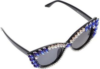 Yardwe Lunettes de Soleil Femme Chic à Cristaux Monture avec Pads Nez Souples Lunettes de Fête Mode été Accessoires Photo Élégants