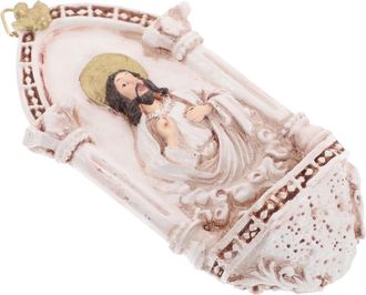 Cabilock Katholische Statue Herz Jesu Weihwasserbecken Dekoration Wandplakette Aus Kunstharz Religiöse Jesusfigur Heimdekoration Für Familien