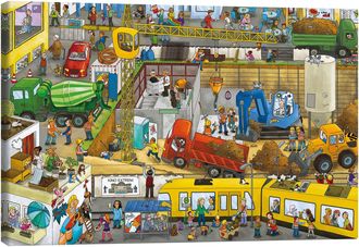 Posterlounge Baustelle in der Stadt Leinwandbild von Wimmelbuchverlag 90 x 60 cm Wandbilder Wanddeko