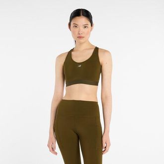 New Balance Femme NB Essential Run Bra en Marron, Poly Knit, Taille XL