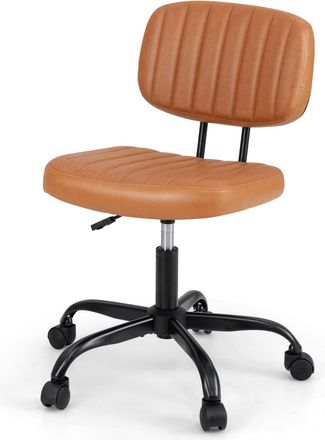 Costway Bürostuhl, armloser Schreibtischstuhl, ergonomischer Drehstuhl mit Rollen, Computerstuhl gepolstert, höhenverstellbar, für Schlafzimmer & Arbeitszimme