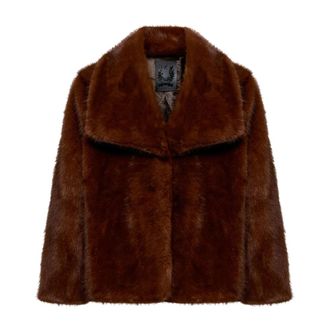 John Richmond Kurzer Mantel mit Kunstfellkragen - - Jackets - Herren - Braun - 3XS
