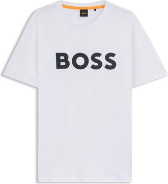 BOSS Herren Thinking 1 T-Shirt aus Baumwoll-Jersey mit gro&szlig;em Logo-Print Wei&szlig; XXXL