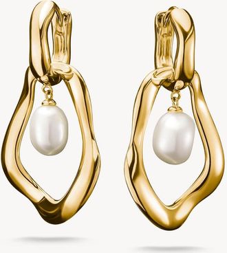 Thomas Sabo Natural Beauty - Vergoldete Creolen-Ohrringe in Gelbgold und Wei&szlig; mit S&uuml;&szlig;wasserperlen