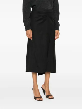 Victoria Beckham Virgin Wool Midi Skirt - Gray