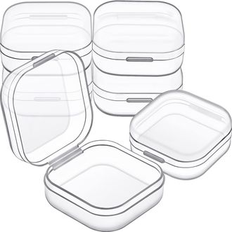 Jetec 6 Stücke Mini Kunststoff Klar Perlen Aufbewahrung Behälter Box zum Sammeln Kleinen Gegenständen, Perlen, Schmuck, Visitenkarten, Spielstücken, Handwer